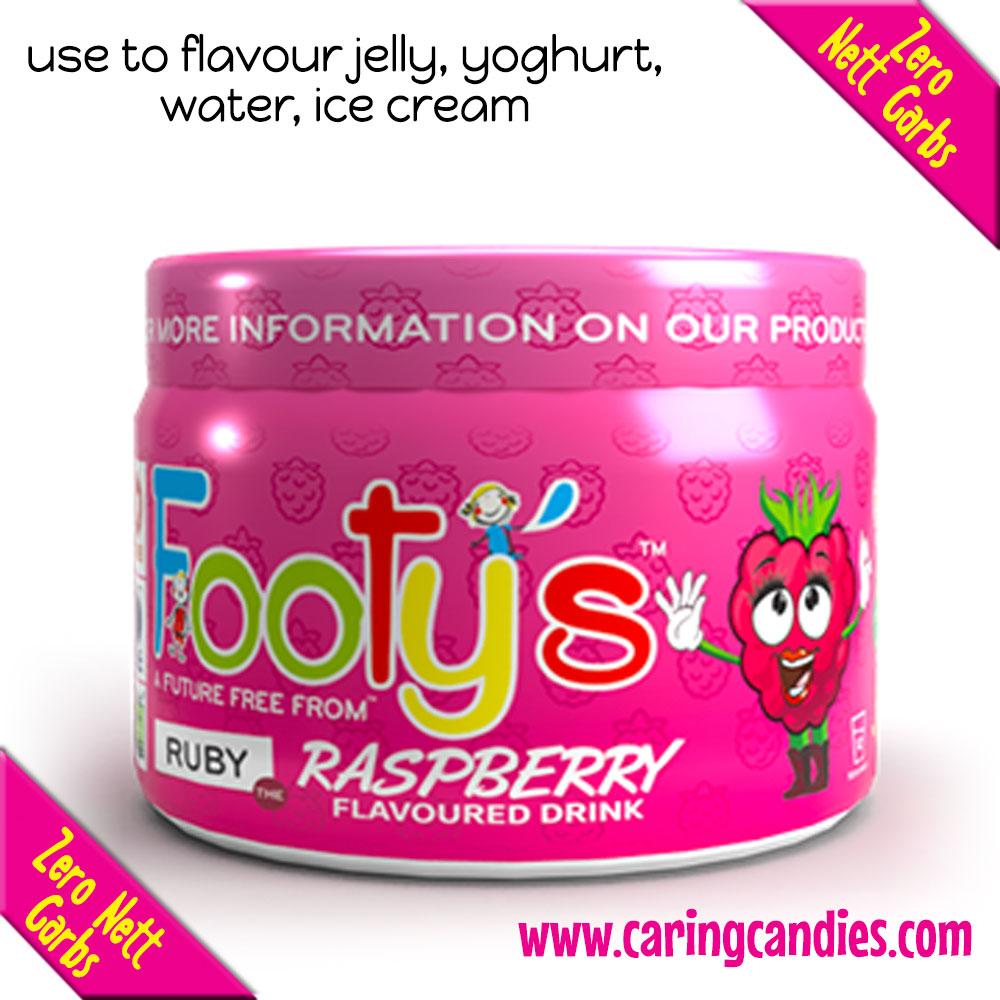 FOOTY'S COOL DRINK POWDER 170G RASPBERRY WITH WATE