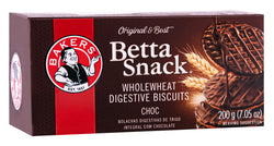 BAKERS BETTA SNACK WHOLEWHEAT 200G MILK CHOC