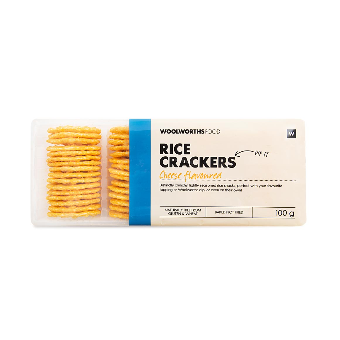 WOOLWORTHS RICE CRACKERS CHEESE 100G