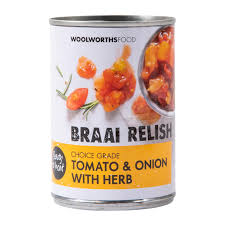 WOOLWORTHS BRAAI RELISH TOMATO ONION WTH HERB 400G